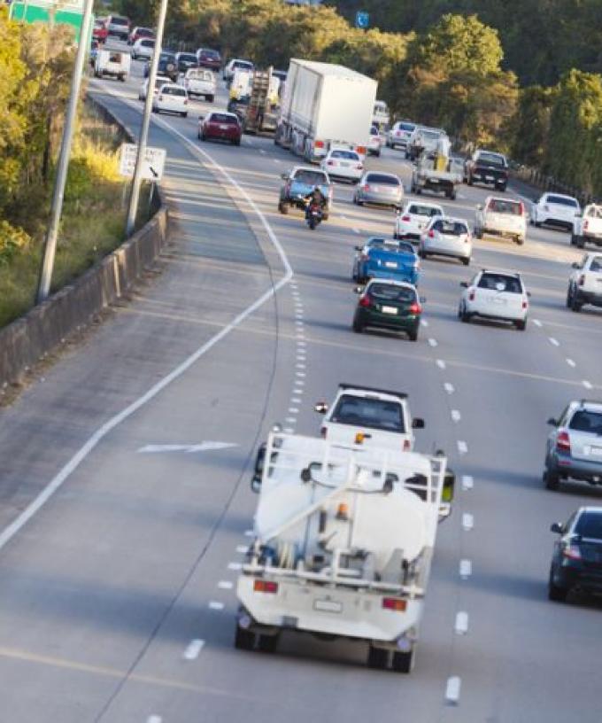 Traffic gridlock after truck rolls on M1