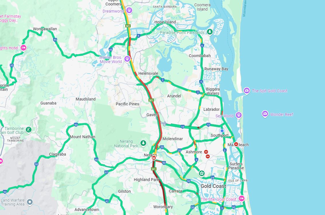 GC TRAFFIC: Crash, car fire causing peak hour chaos on M1
