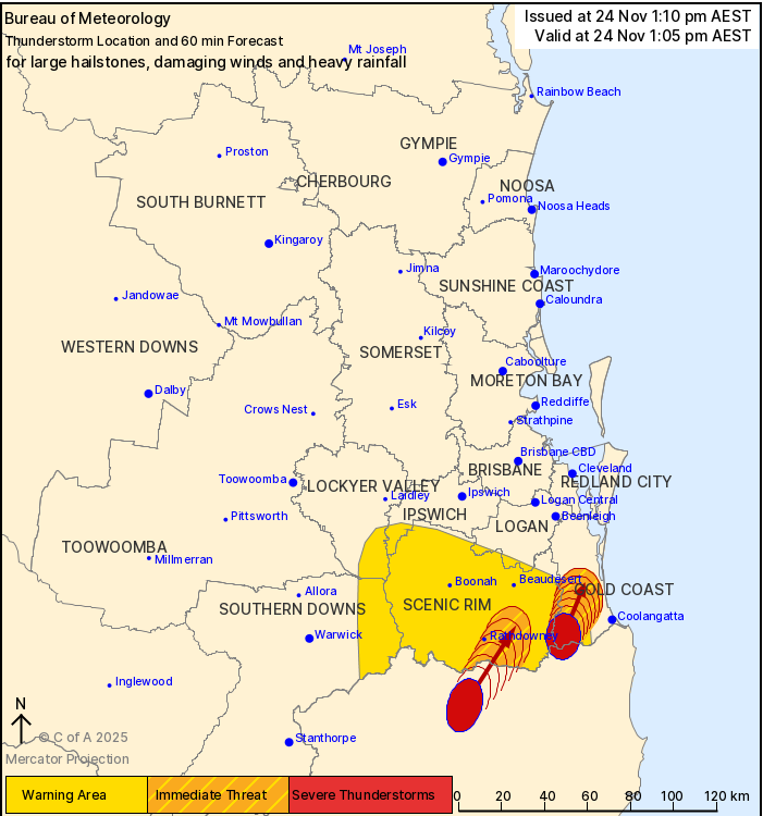 STORM WARNING: Severe thunderstorms lash the Gold Coast